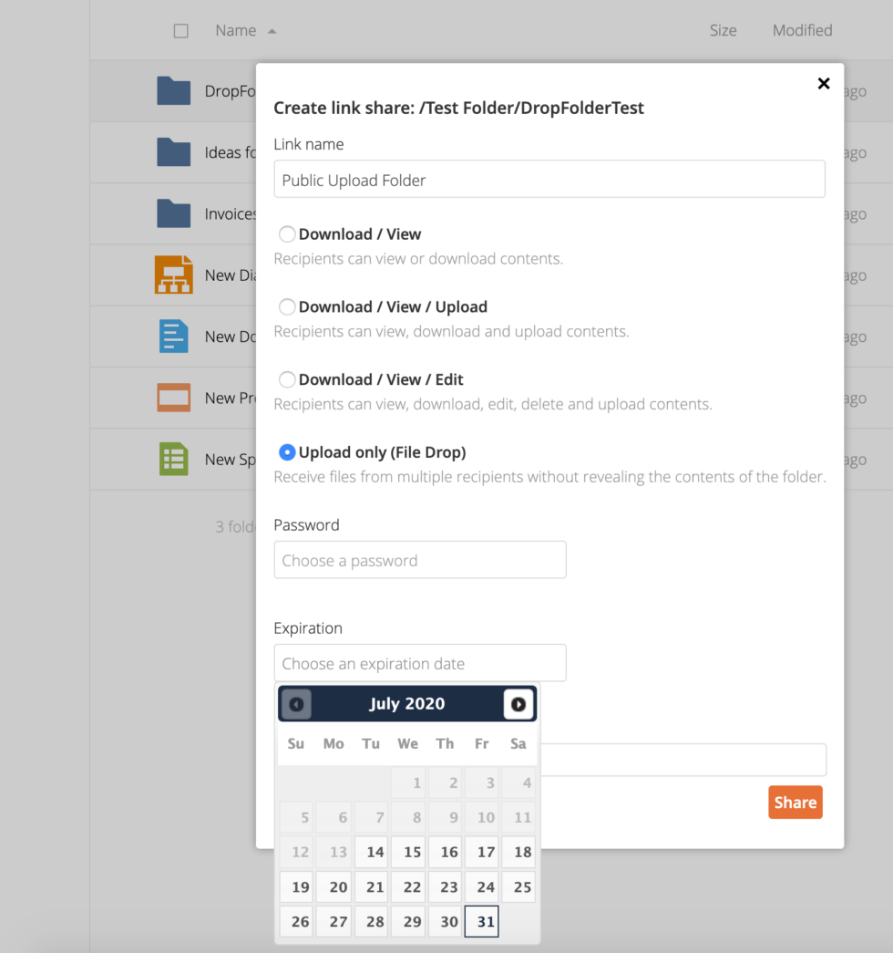 Receive files with File Drop Folders in ownCloud